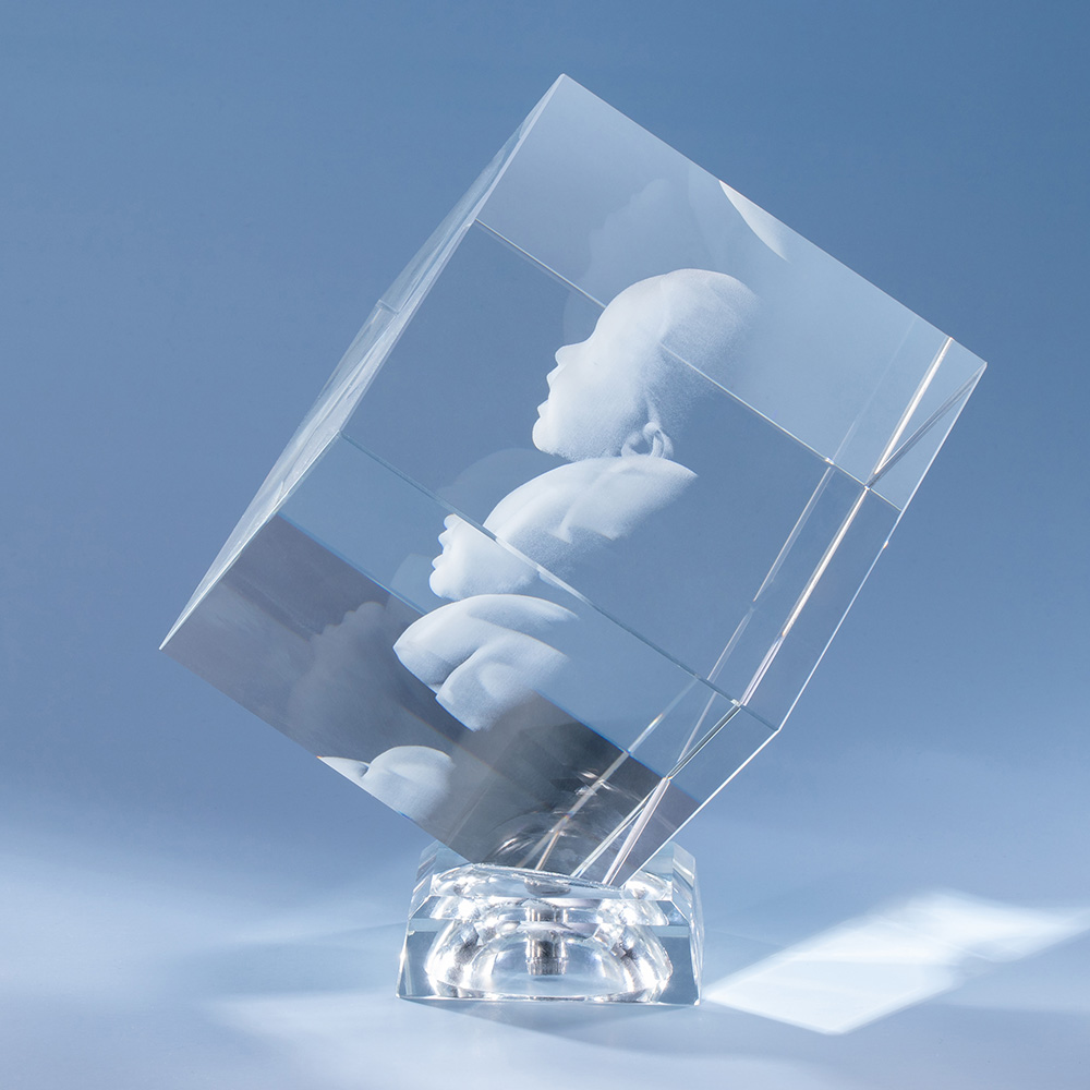 Personalized 3D Photo Engraved Cube Crystal Gift for Loved One ...