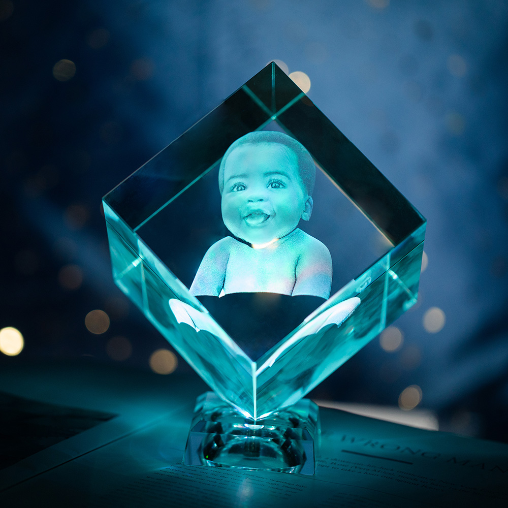 Personalized 3D Photo Engraved Cube Crystal Gift for Loved One ...