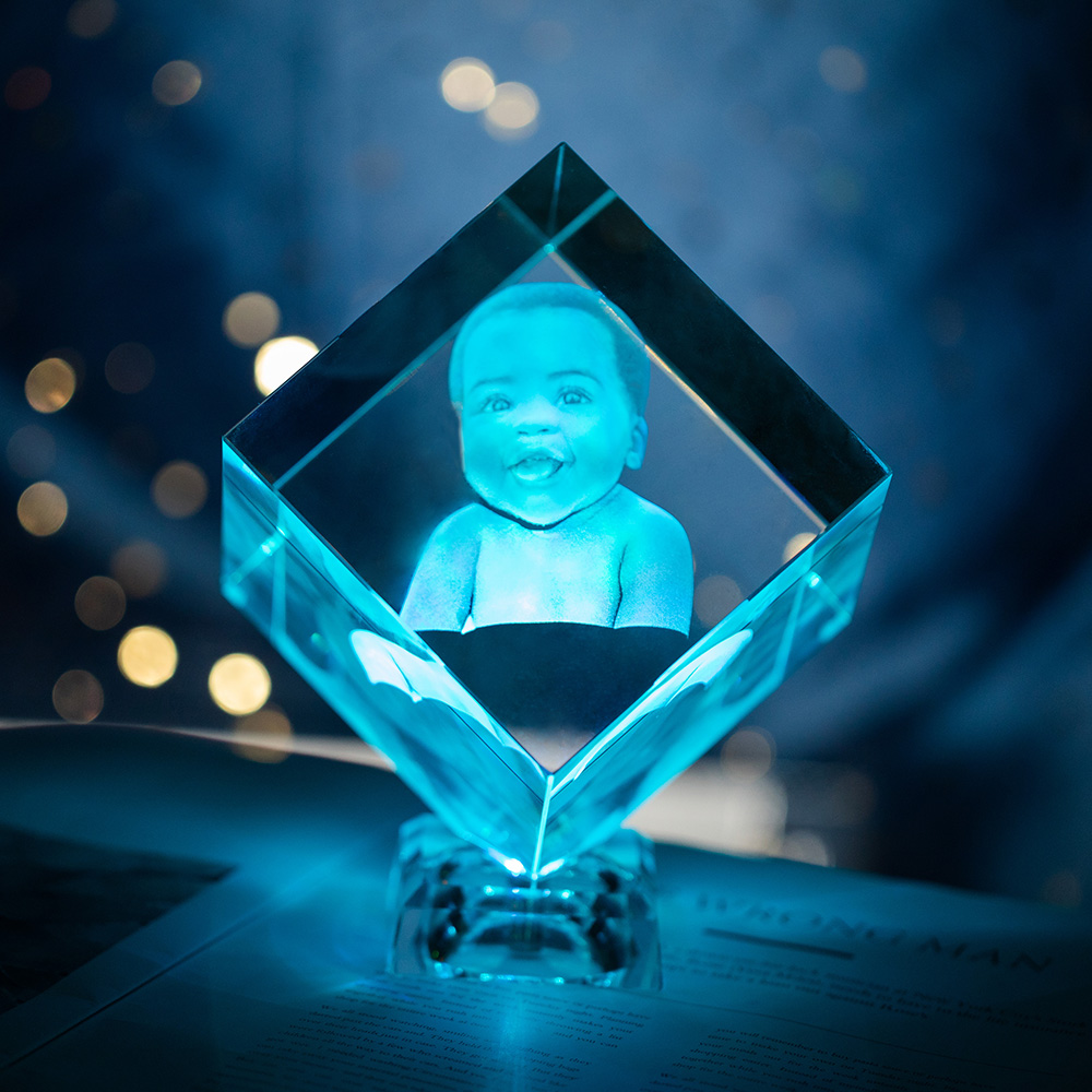 Personalized 3D Photo Engraved Cube Crystal Gift for Loved One ...