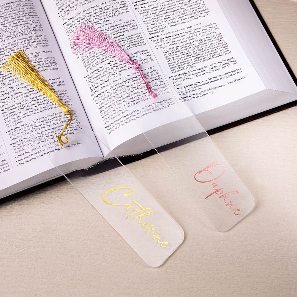 Personalisierte klare Acryl Lesezeichen mit Quaste für Buchliebhaber - CALLIE