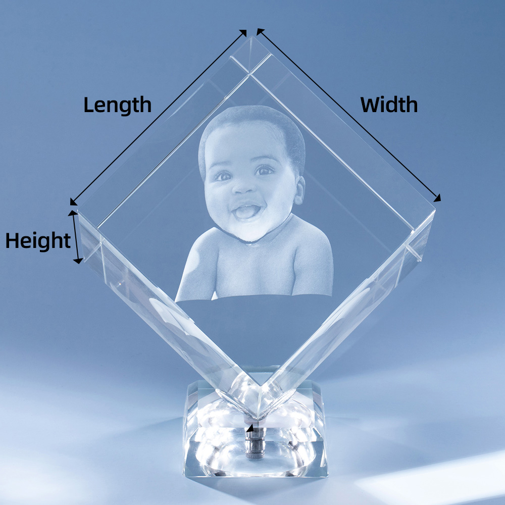 Personalized 3D Photo Engraved Cube Crystal Gift for Loved One - CALLIE