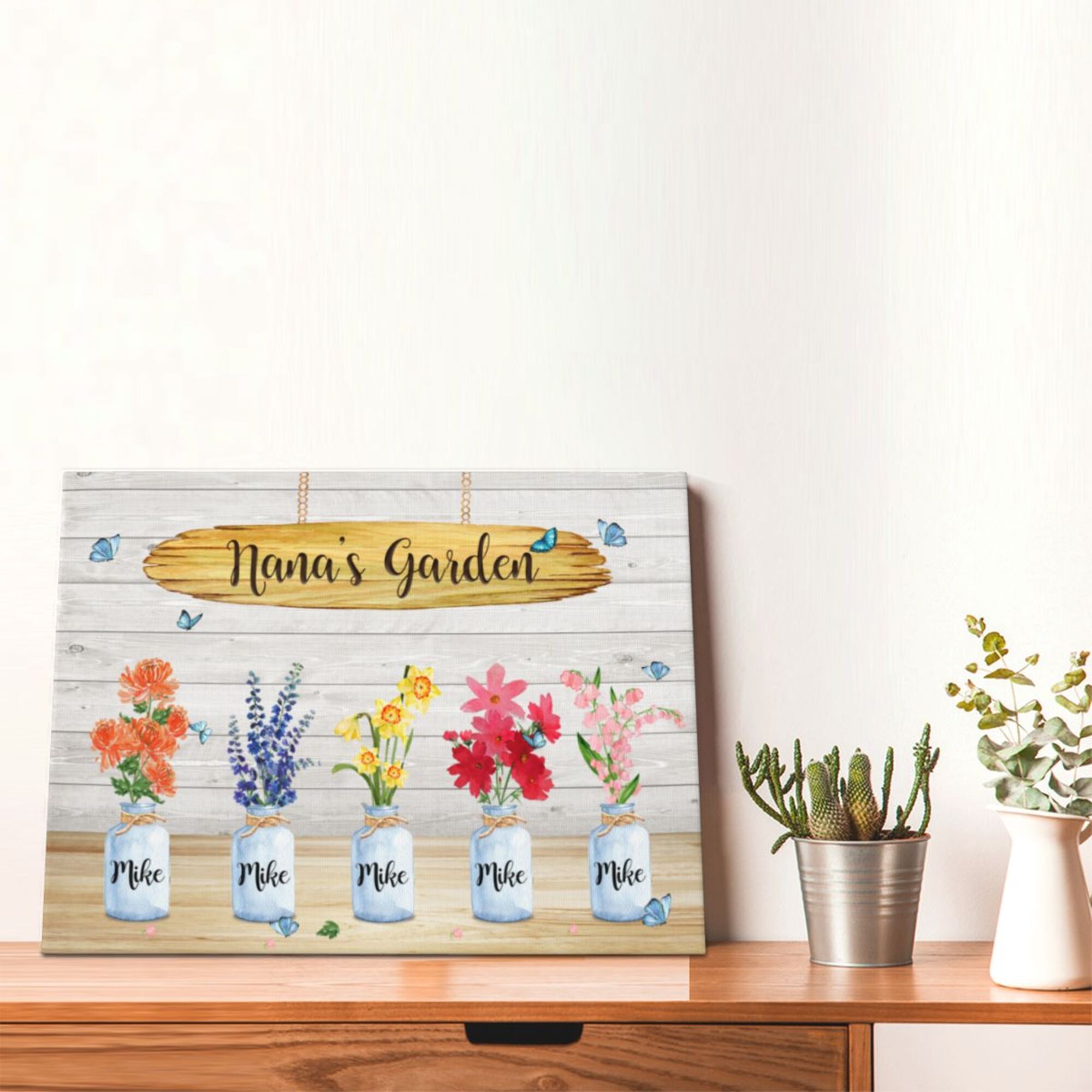 Personalized Family Garden Canvas Painting with Birth Flower and Name ...