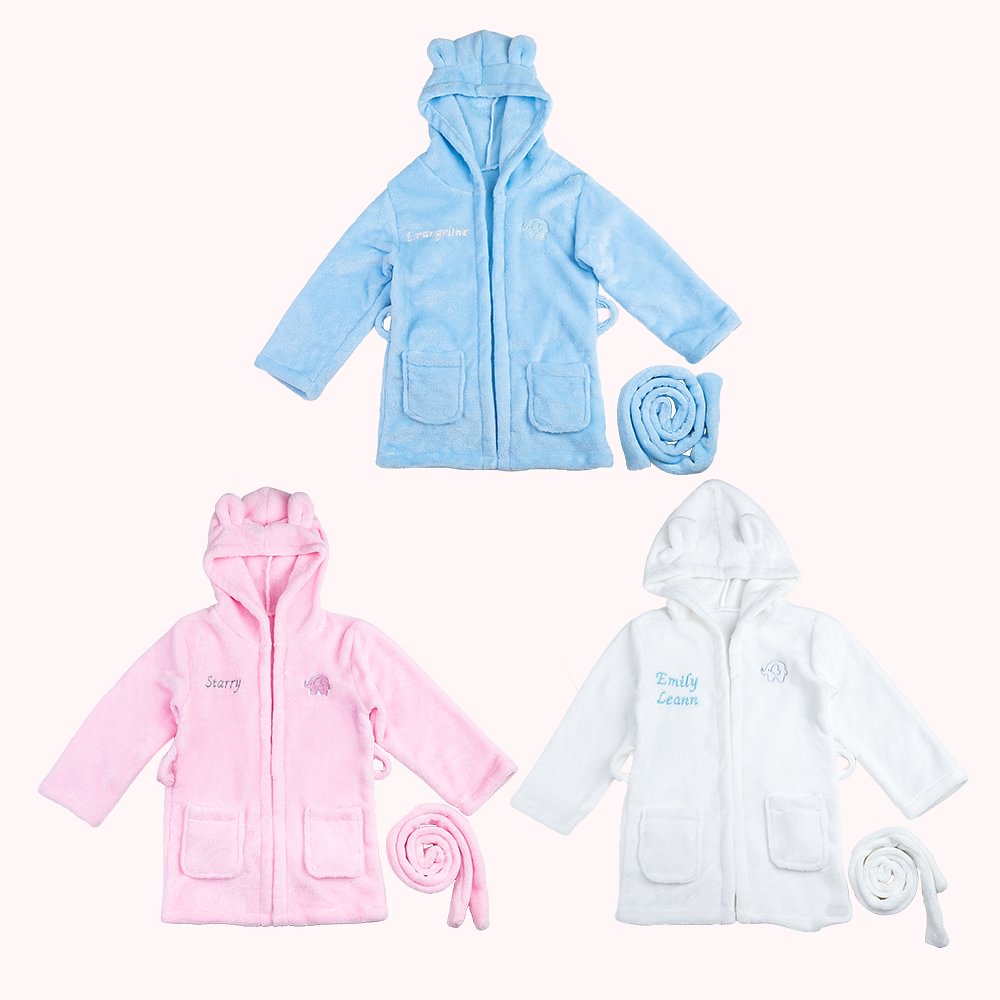 Personalized Elephant Baby Dressing Gown with Bear Ears and Embroidery ...