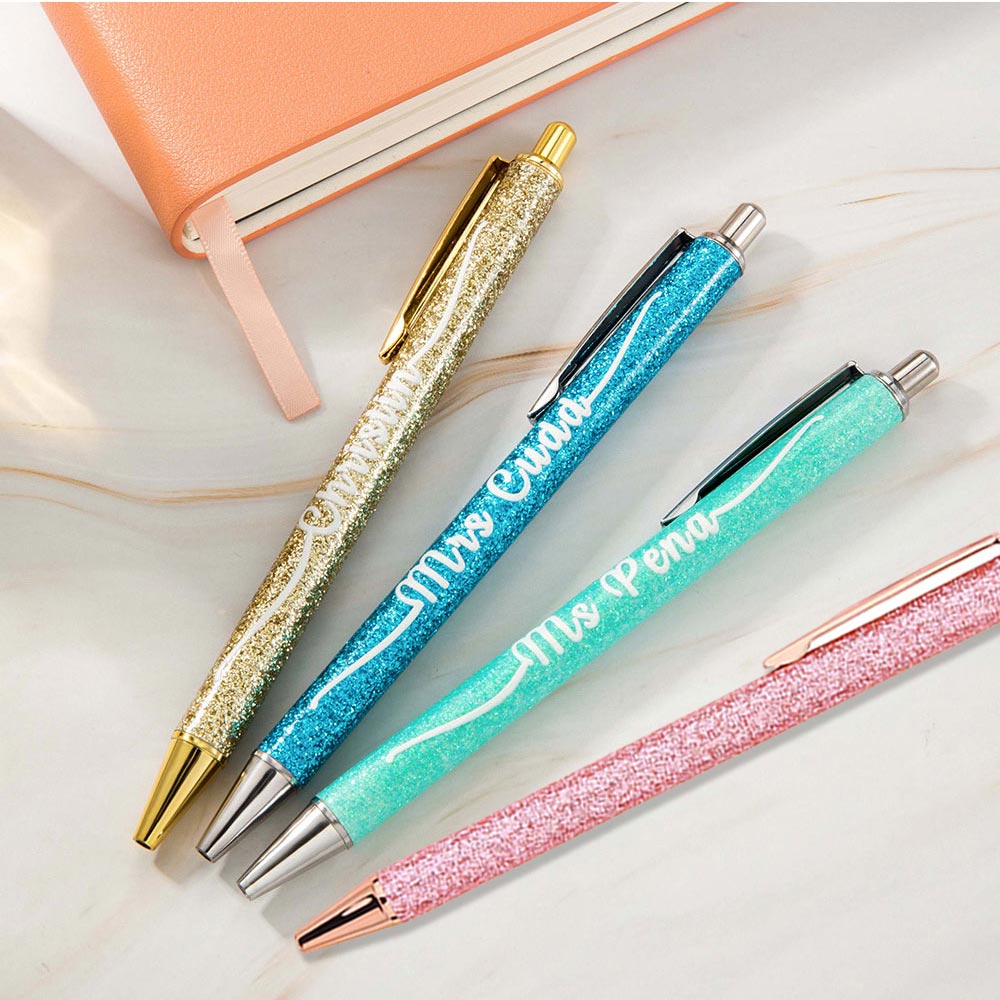 Personalized Glitter Rainbow Leopard Retractable Ballpoint Pens with ...