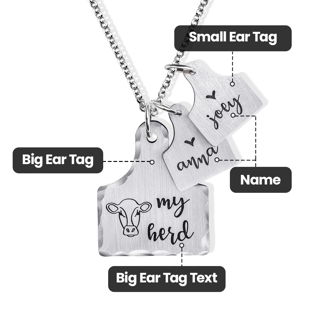Personalized Cow Ear Tag Necklace Cow Cattle My Herd Grandma Necklace ...