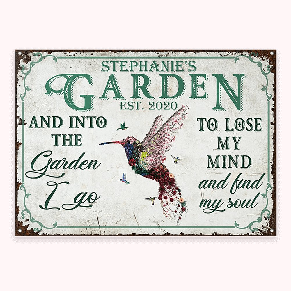 Personalized Garden Floral Art Find My Soul Classic Metal Sign - CALLIE
