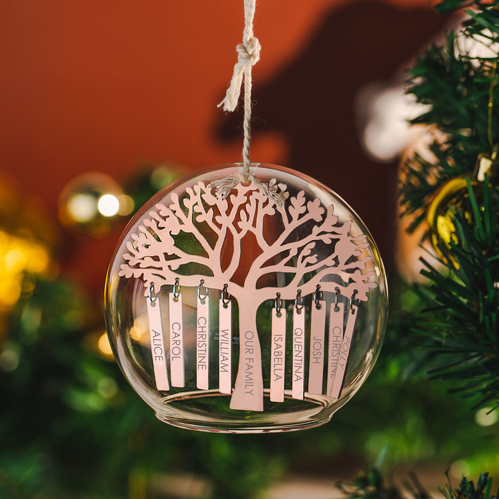 Personalized Family Tree Glass Dome Christmas Tree Ornament - CALLIE
