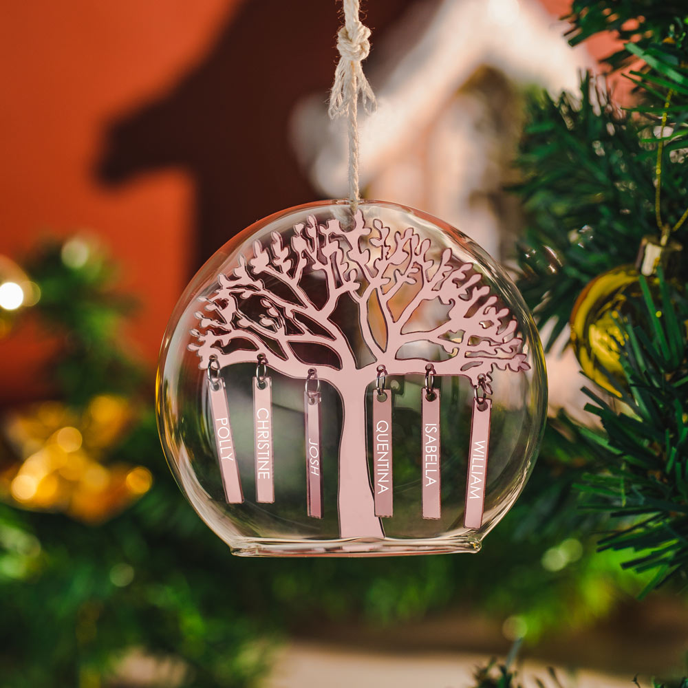 Personalized Family Tree Glass Dome Christmas Tree Ornament - CALLIE