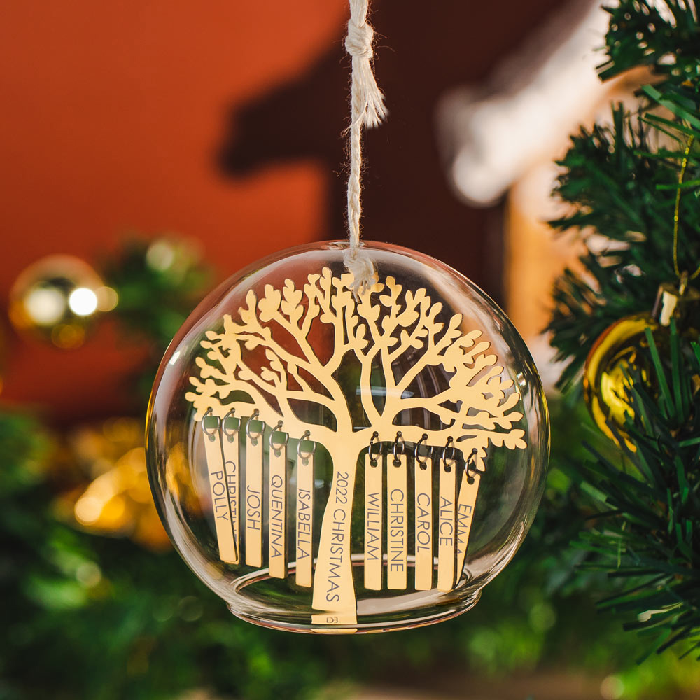 Personalized Family Tree Glass Dome Christmas Tree Ornament - CALLIE