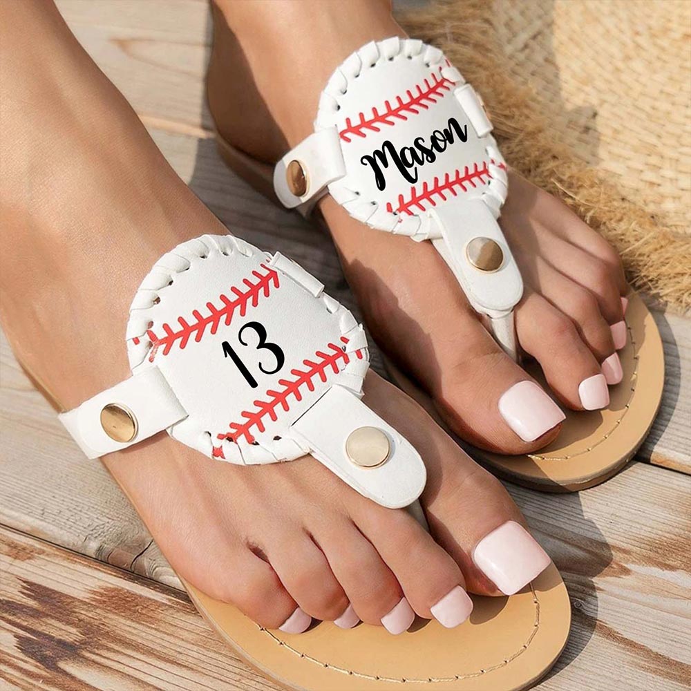 Personalized Baseball Football Softball Non-slip Flip Flops Sport Theme ...