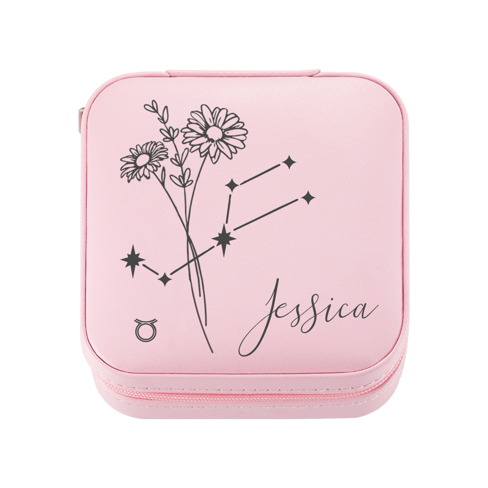 Personalized Birth Flower and Constellation Leather Jewelry Box Gifts ...