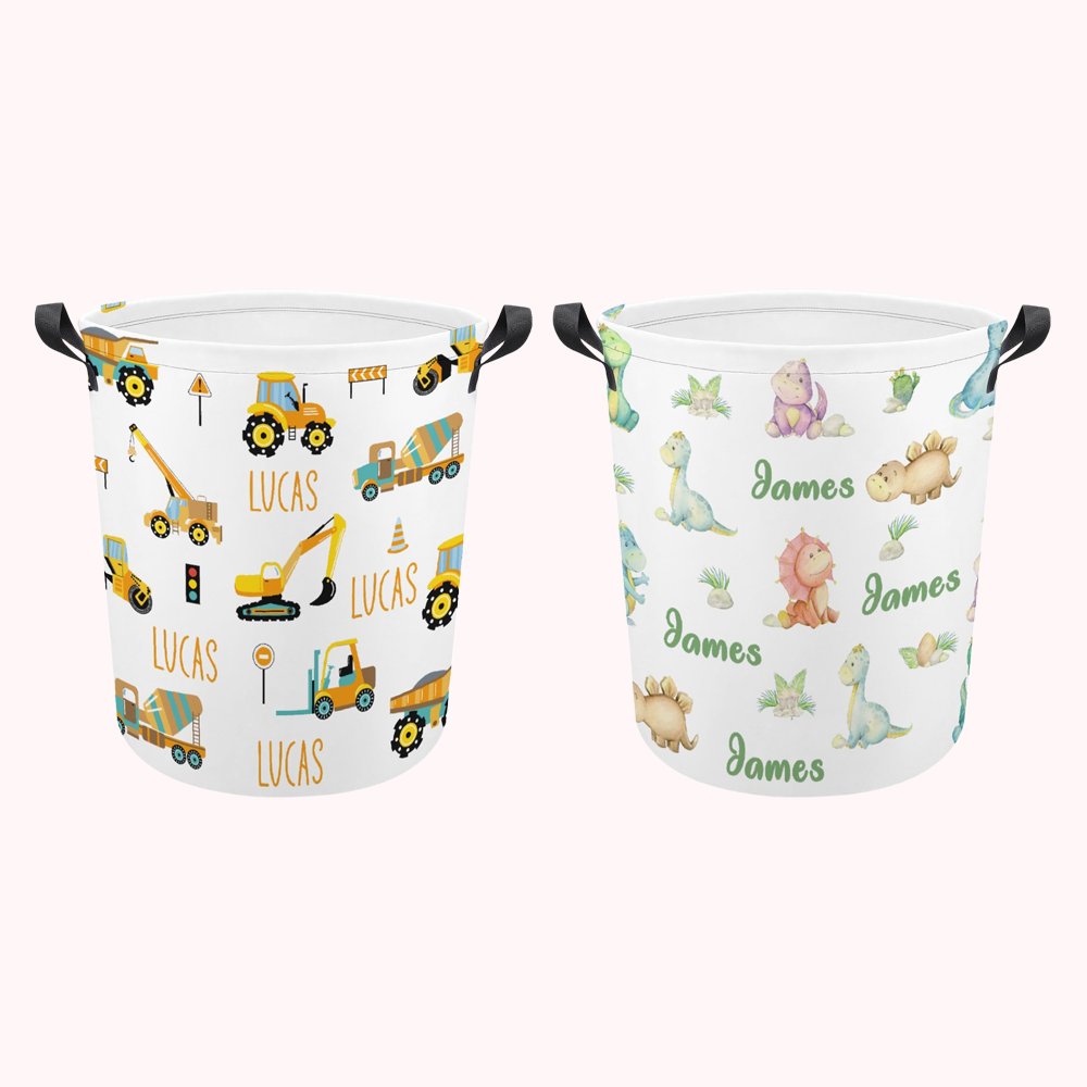 Personalized Children s Laundry Basket With Trucks And Dinosaurs personalized-children-s-laundry-basket-with-trucks-and-dinosaurs
