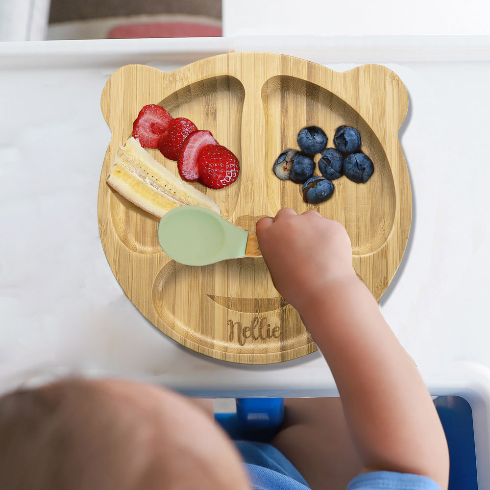 Personalized Animal Bamboo Baby Plate Spoon And Bowl Set With Suction ...
