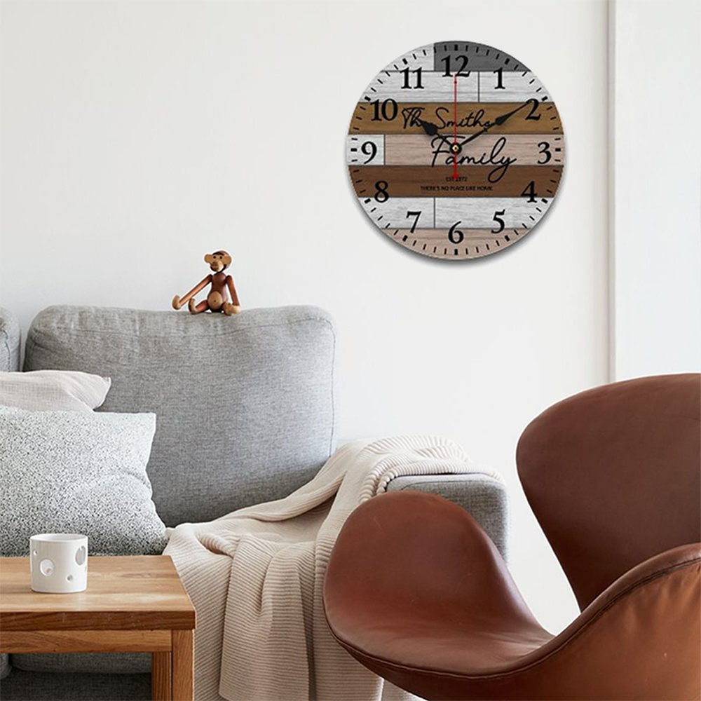 Personalized Wood Grain Silent Non-ticking Retro Style Home Decor Clock ...