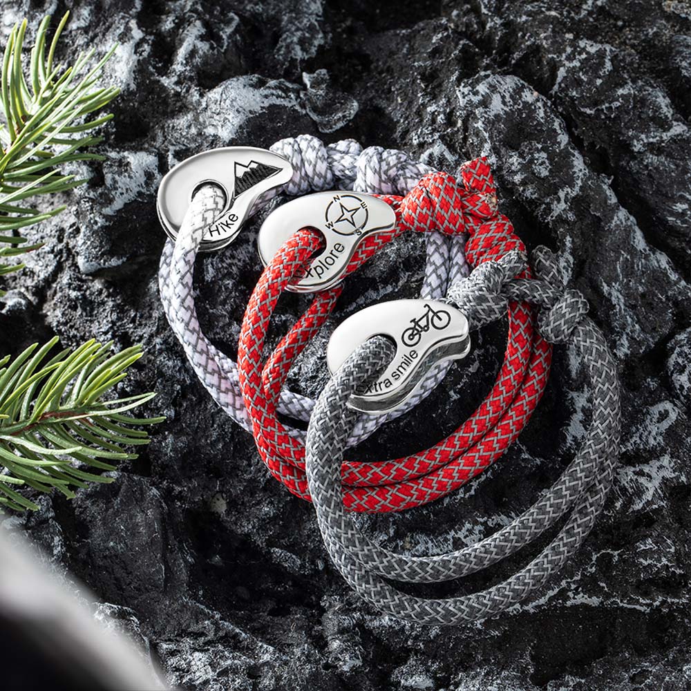 Personalized Hike Climbing Adventure Bracelet Explore Paracord Survival ...