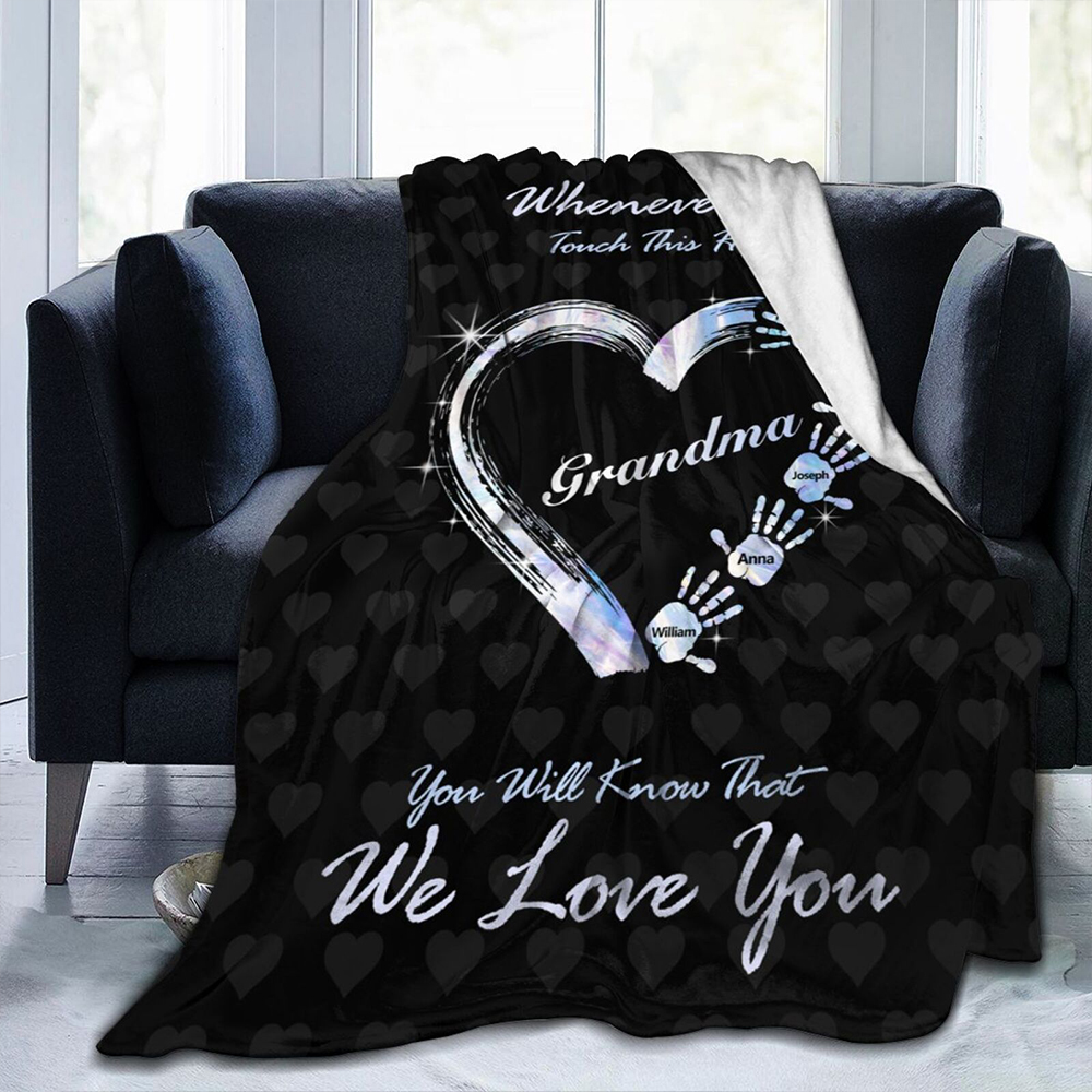 Personalised Grandma Nana Blanket with Grandkids Names Gift for Grandma ...