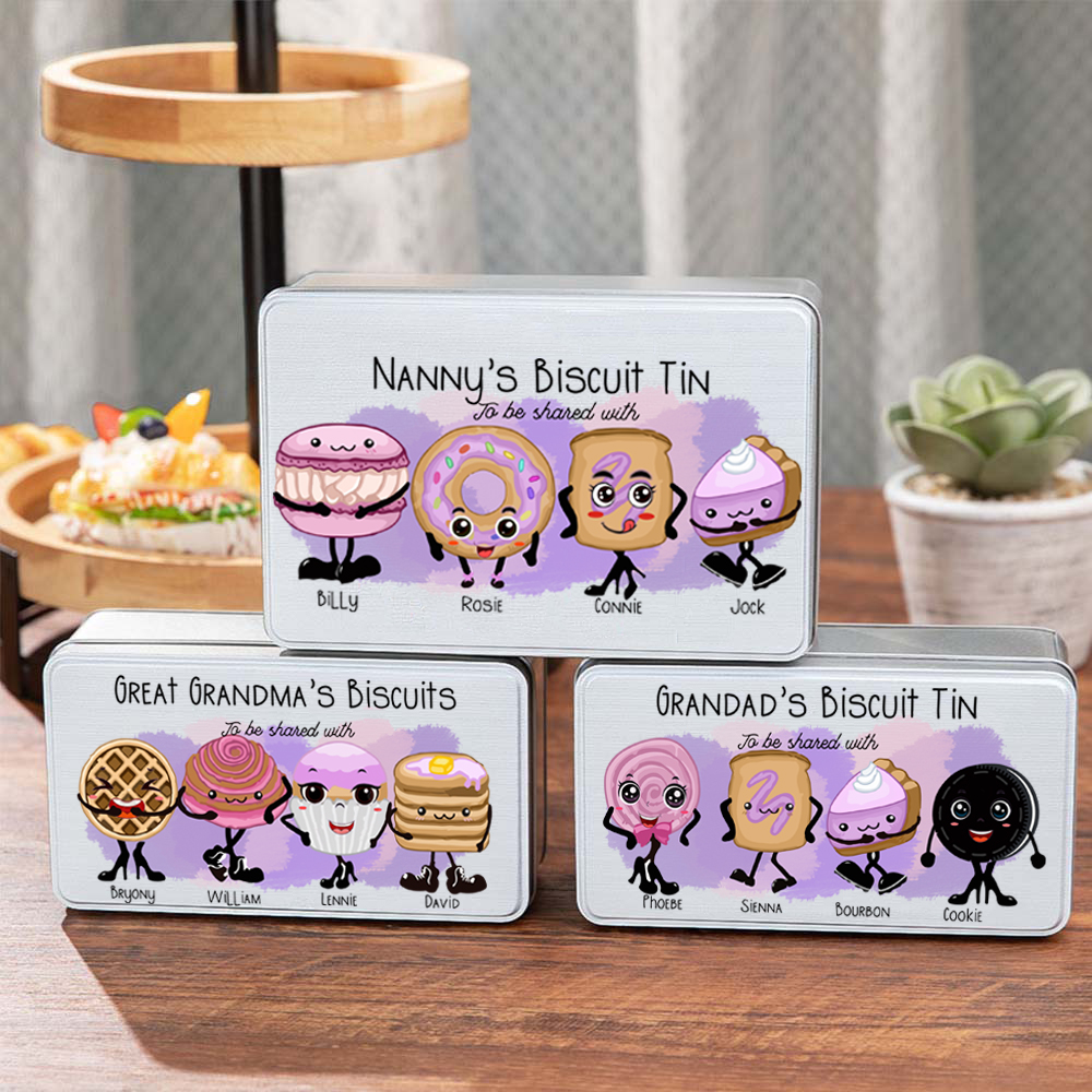 Personalized Metal Biscuit Tin Christmas Cookie Tins with Pink ...