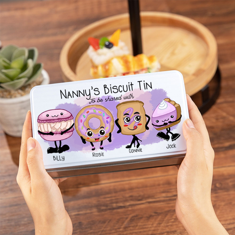 Personalized Metal Biscuit Tin Christmas Cookie Tins with Pink ...