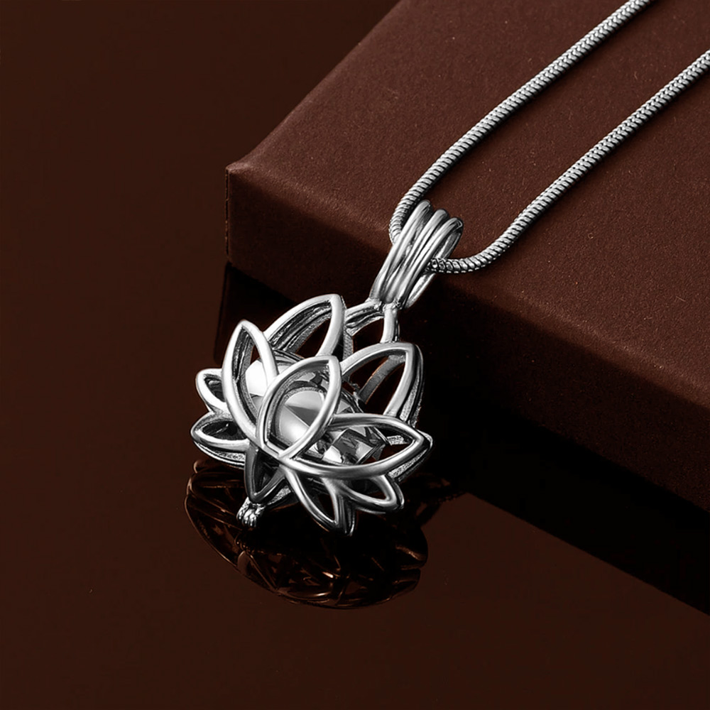 Personalized Lotus Flower with Mini Keepsake Urn Ashes Necklace Ashes ...