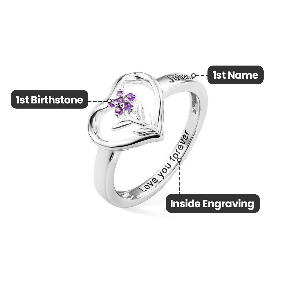 Personalized Family Ring with Names and Birthstones - CALLIE