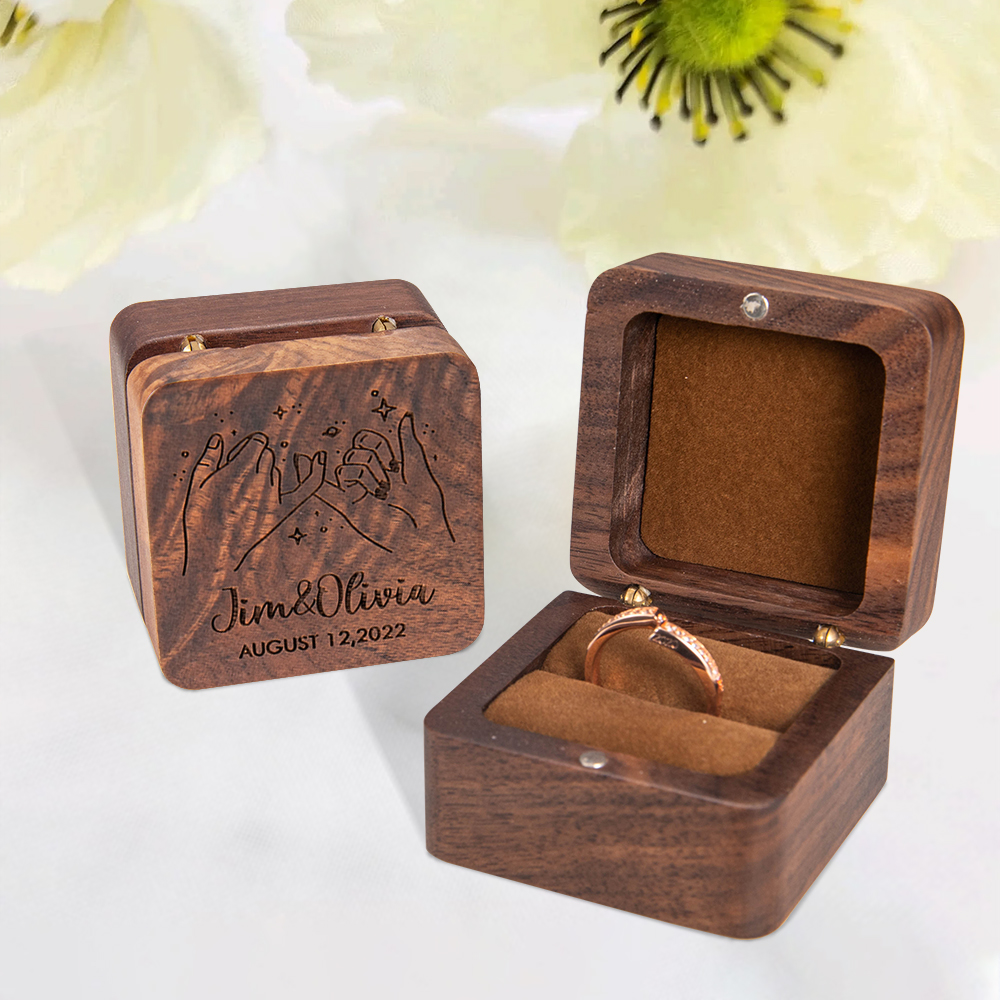 Personalized Wooden Engagement Ring Box Wedding Ring Box with Engraved ...