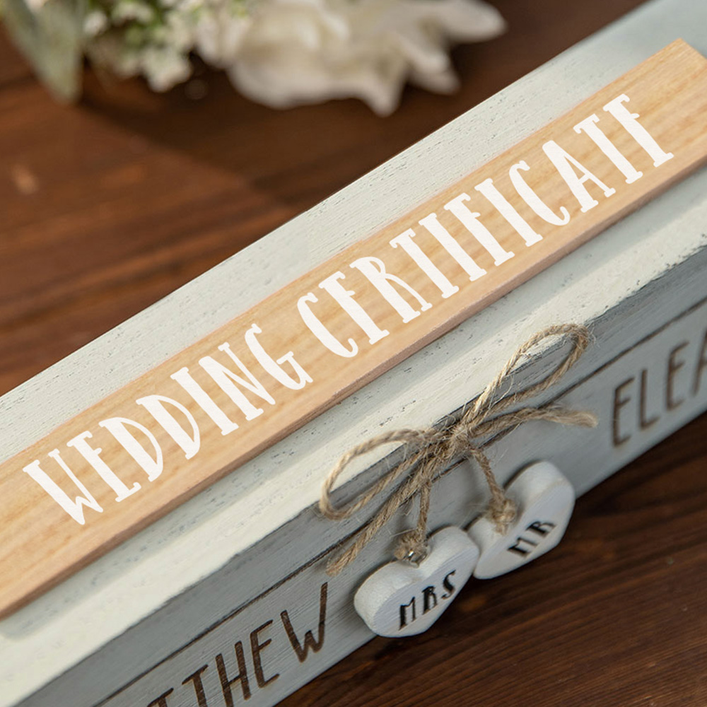 Personalized Wedding Certificate Wooden Storage Box for Couples Mr And ...