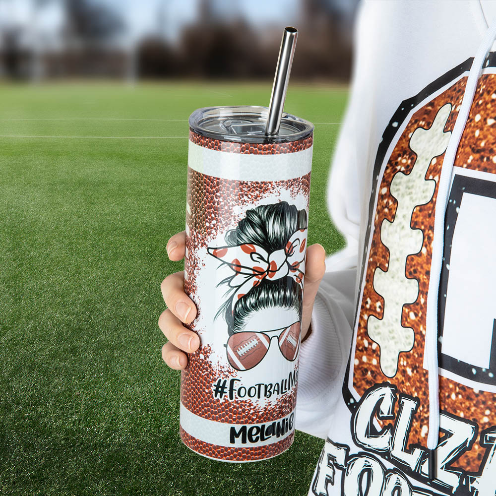 Personalized Stainless Steel Football Mom Design Skinny Tumbler 20oz ...