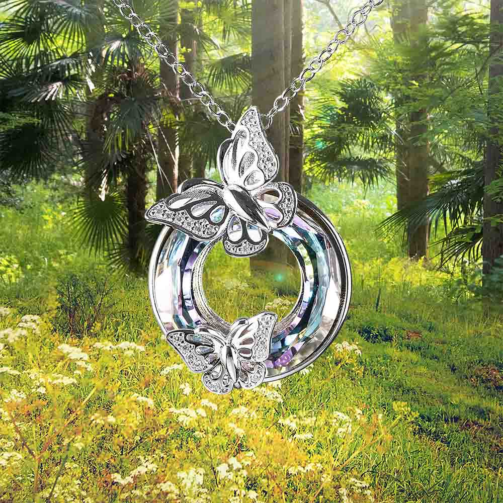 Personalized Butterflies Necklace Embellished with Swarovski Crystal Gift for Her - CALLIE