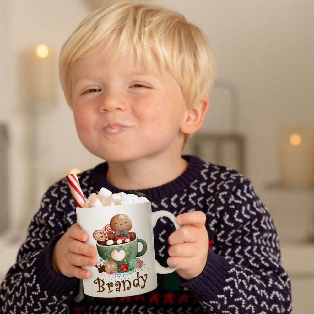 Personalized Cartoon Christmas Theme Hot Cocoa Ceramic Mugs with Name ...