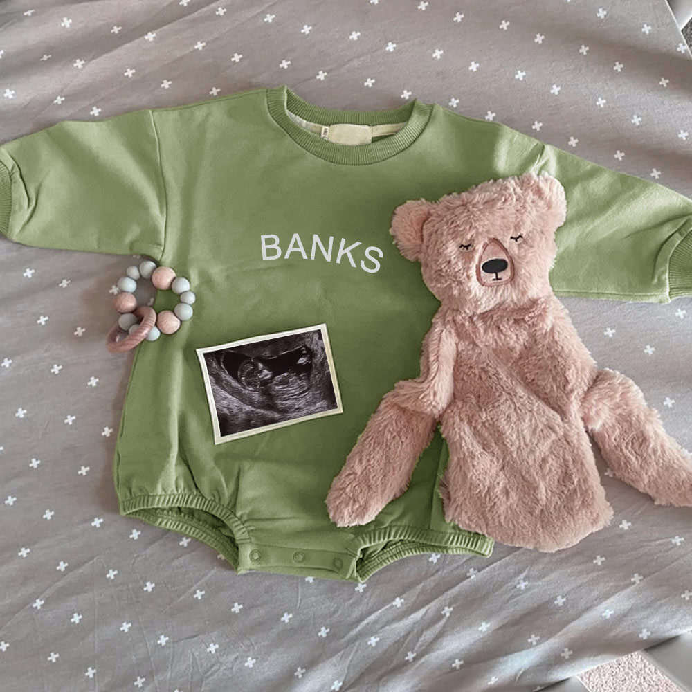 Personalized Neutral Sweatshirt Onesie for Baby - CALLIE