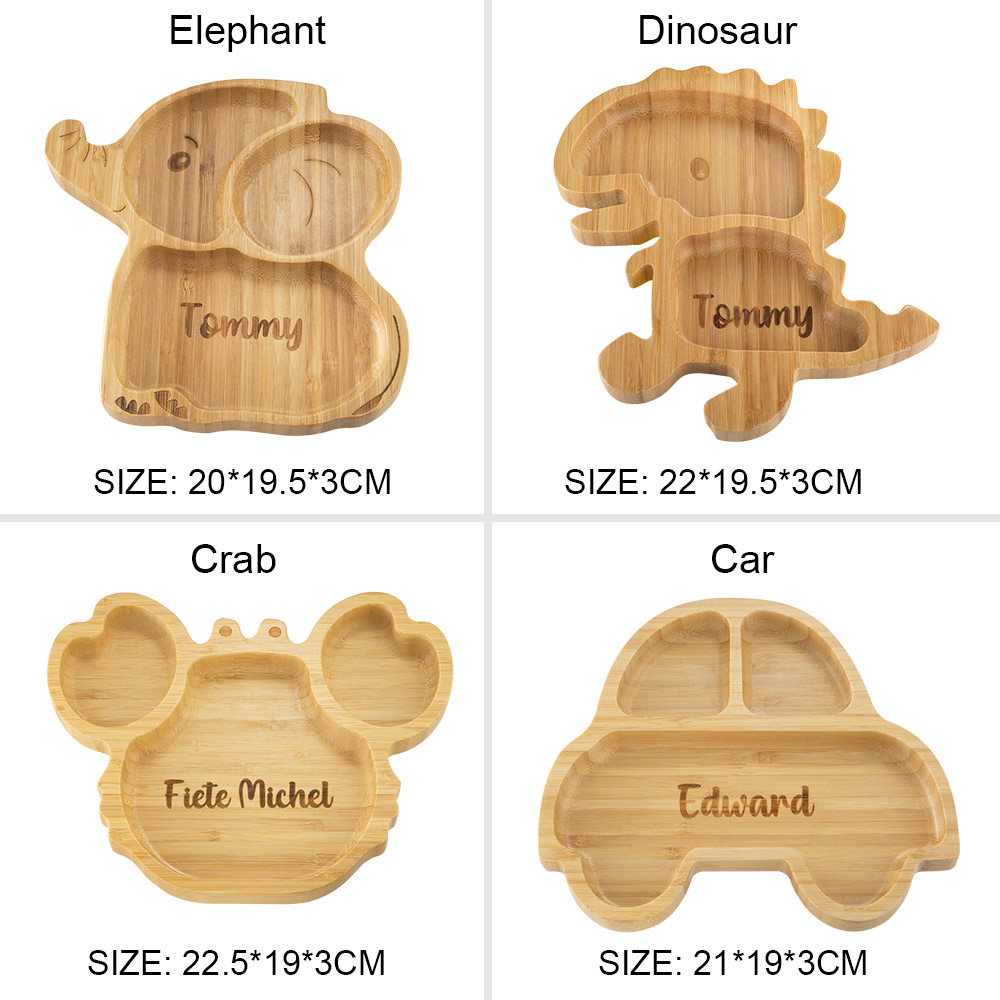 Personalized Animal Bamboo Baby Plate Spoon And Bowl Set With Suction ...