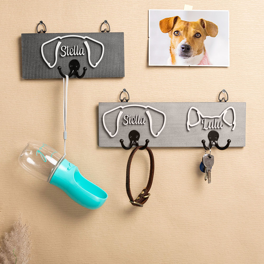 Personalized Dog Leash Holder with Name and Dog Ears Pattern, Dog leash ...