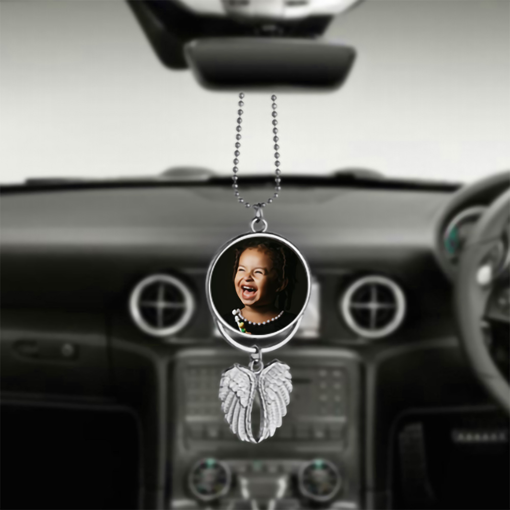 Personalized Angel Wings Memorial Photo Pendant - CALLIE