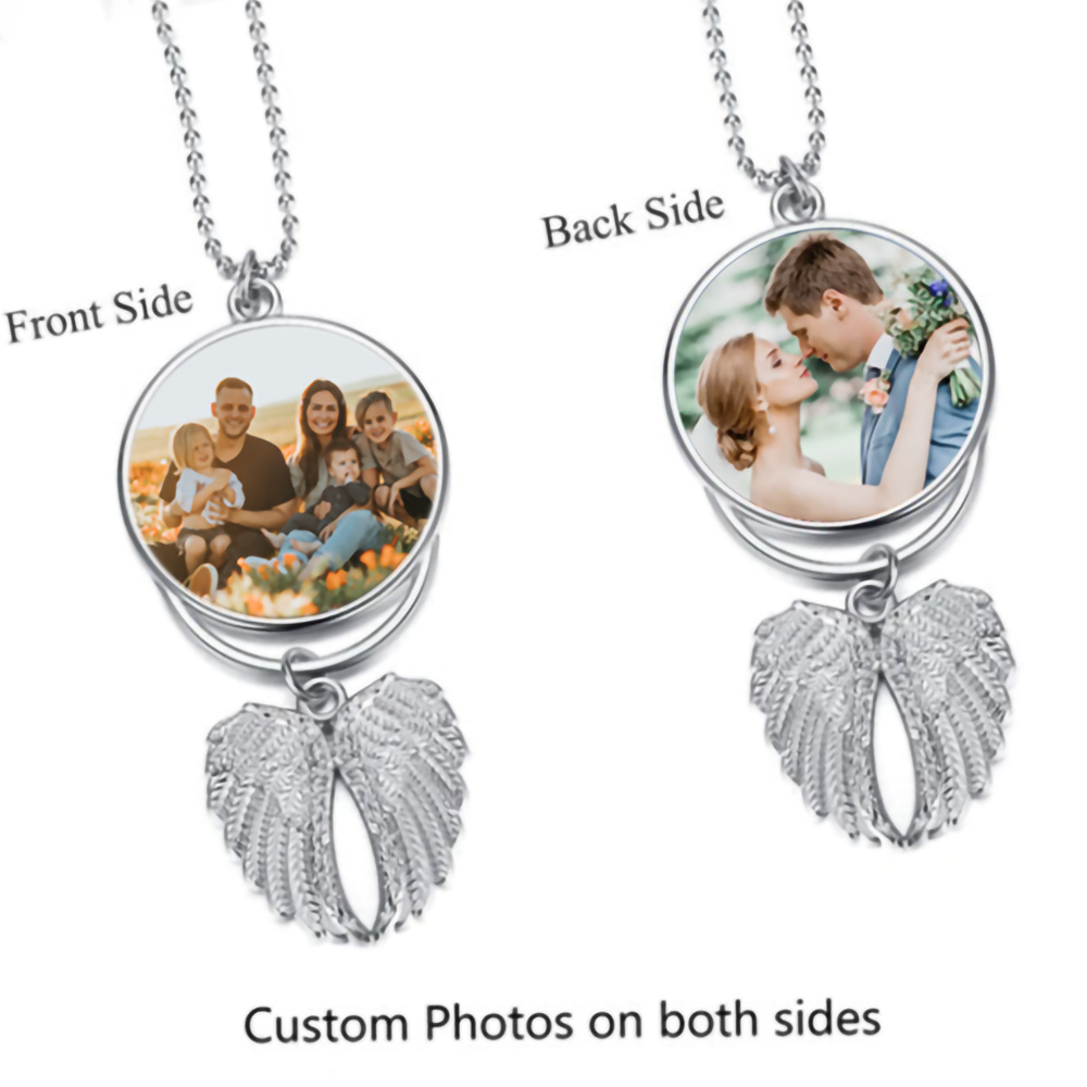 Personalized Angel Wings Memorial Photo Pendant - CALLIE