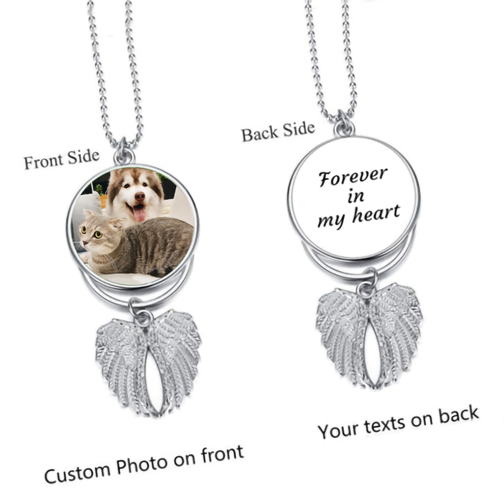 Personalized Angel Wings Memorial Photo Pendant - CALLIE
