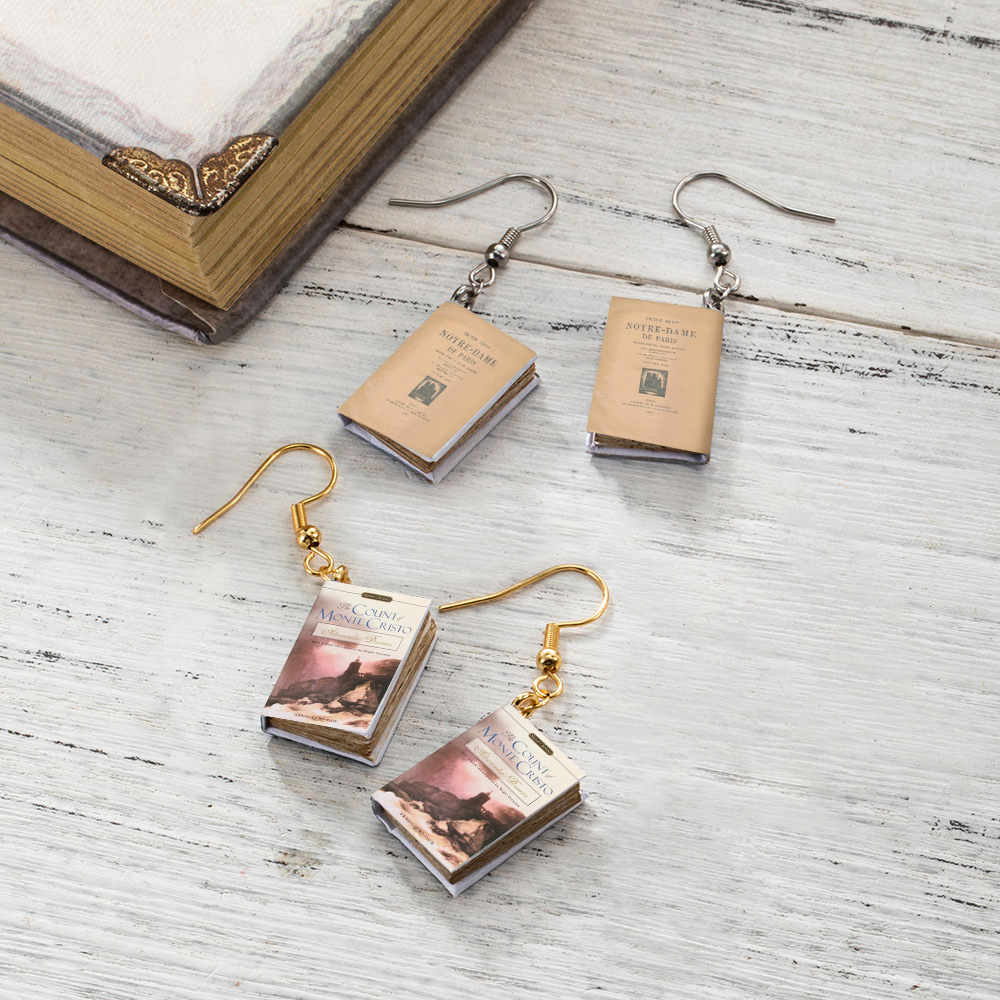 Personalized Miniature Book Cover Dangle Drop Earrings for Book Lovers ...
