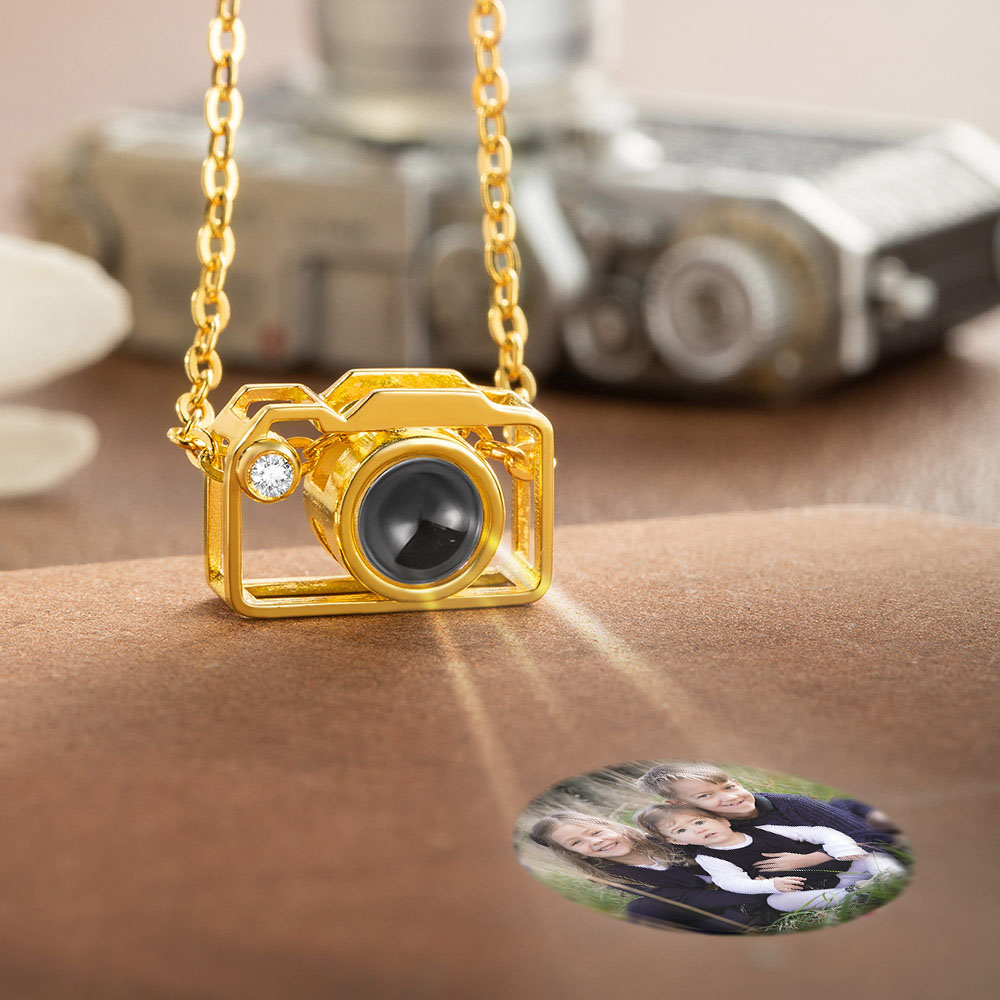Personalized Camera Photo Sterling Silver Projection Necklace with ...