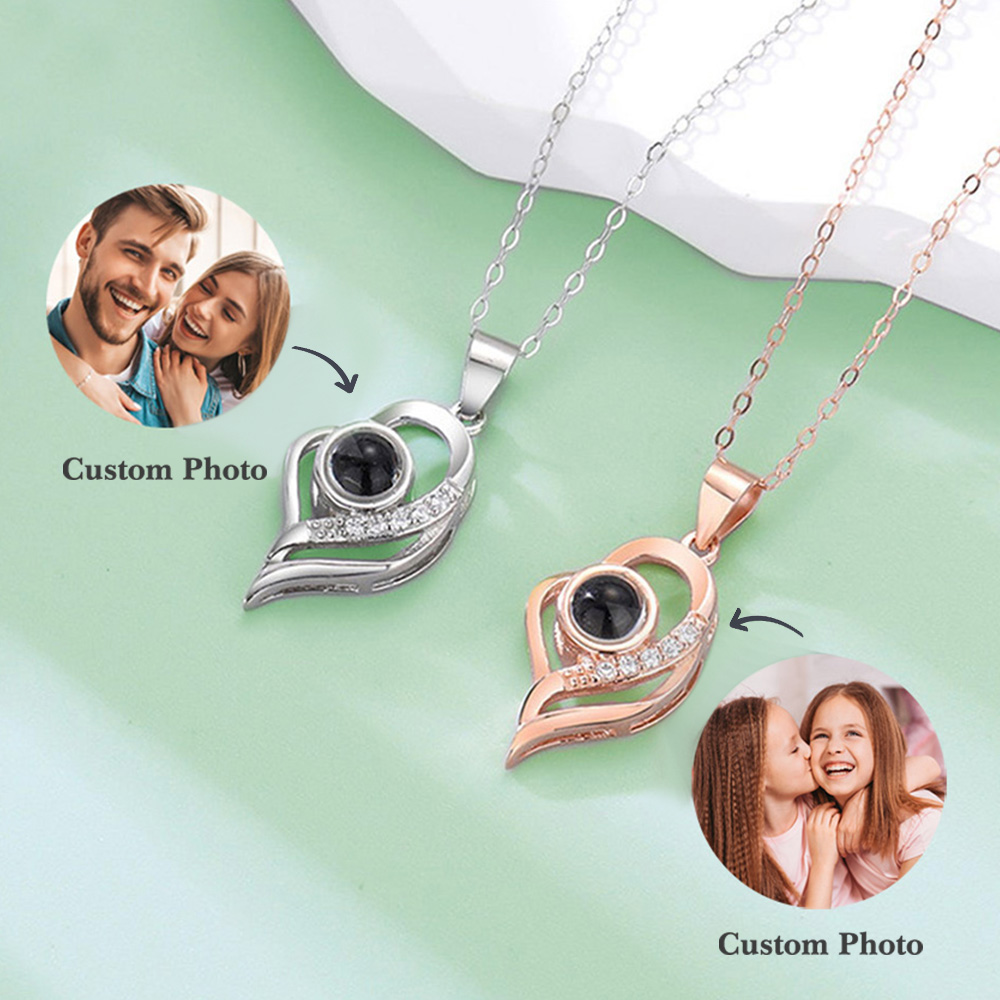 Personalized Heart Shaped Photo Projection Necklace for Birthday ...