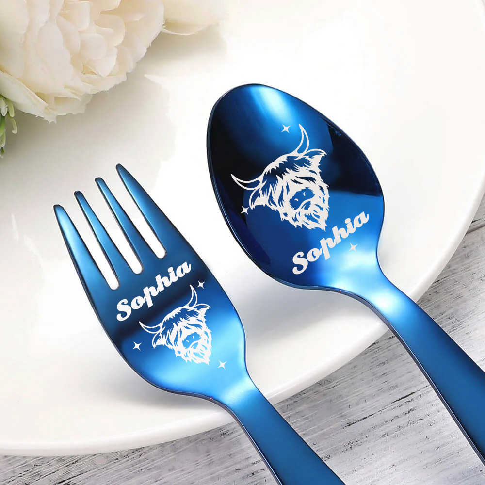 Personalized highland Cow Cutlery Sets Gift - CALLIE