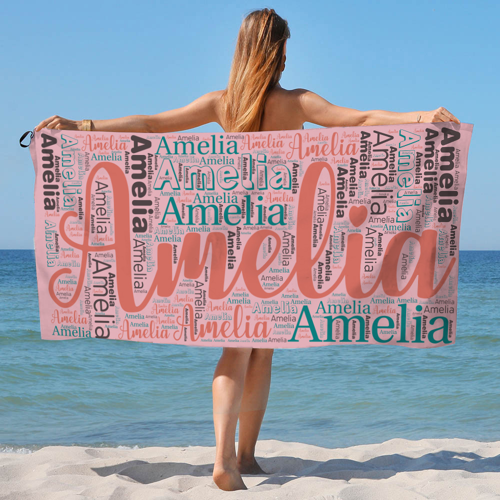 Personalised Beach Towel Cute Swim Pool Towel Bath Towels with Name ...