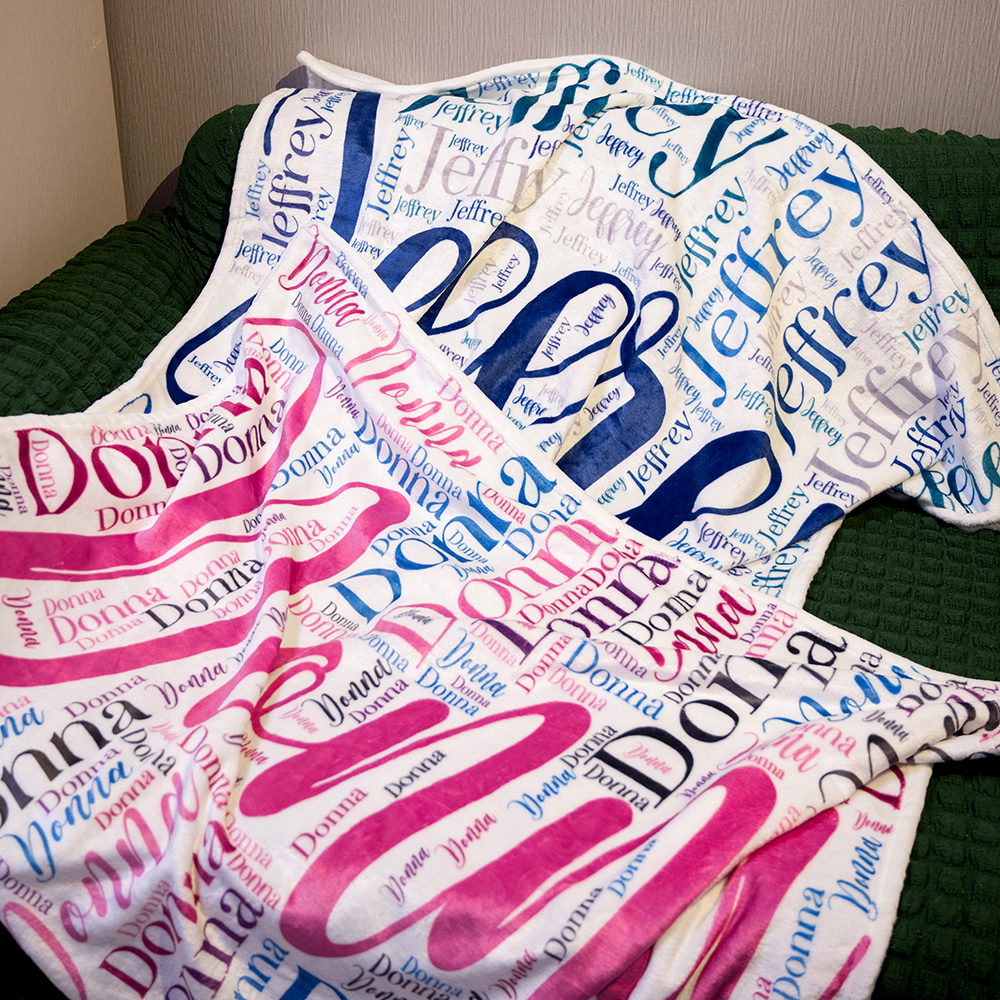 Personalized Soft Flannel Name Family Blanket Word Cloud Art Design ...