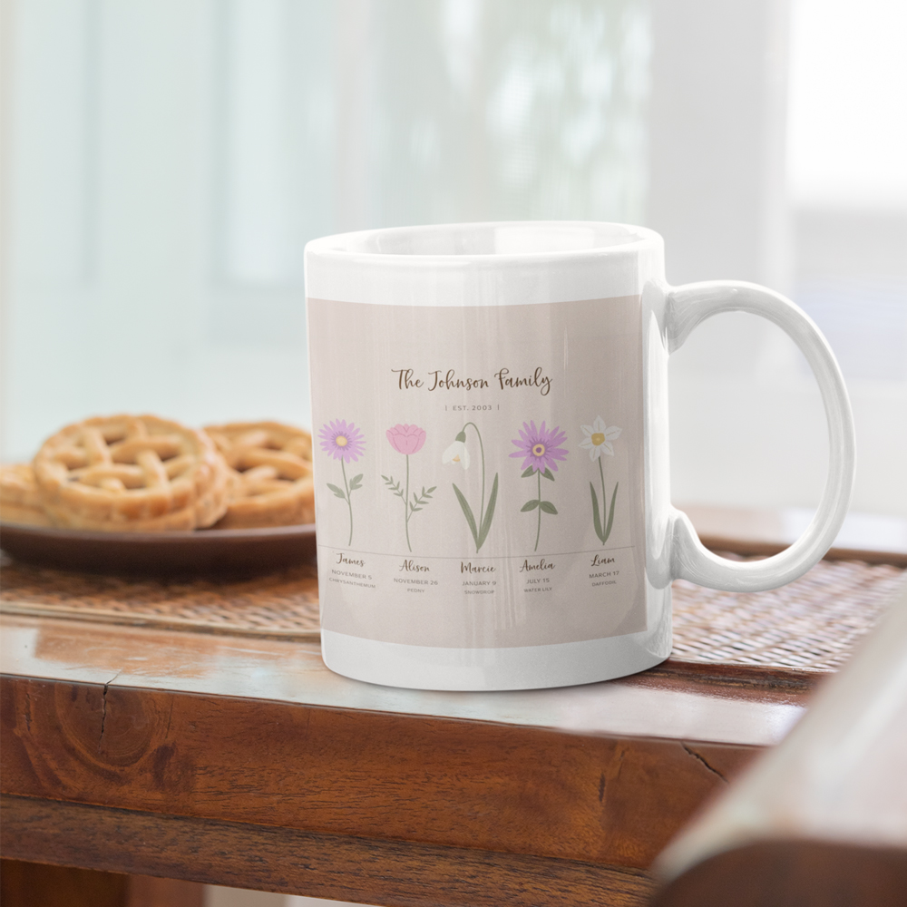 Birth Flower Mug Family Garden Gift, Family Garden Mug For Grandma ...