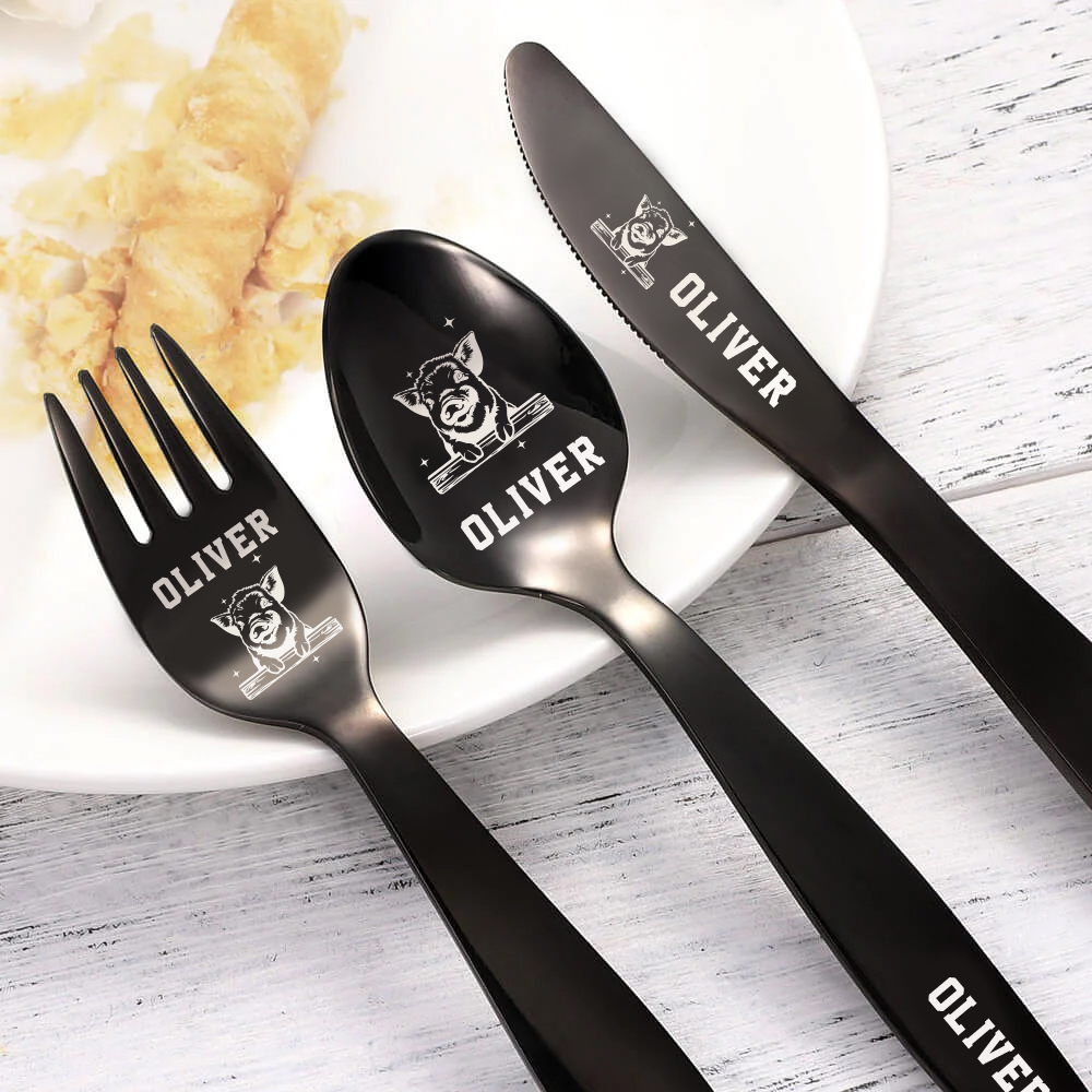 Personalised Pig Theme Cutlery Sets Gift for Kids - CALLIE