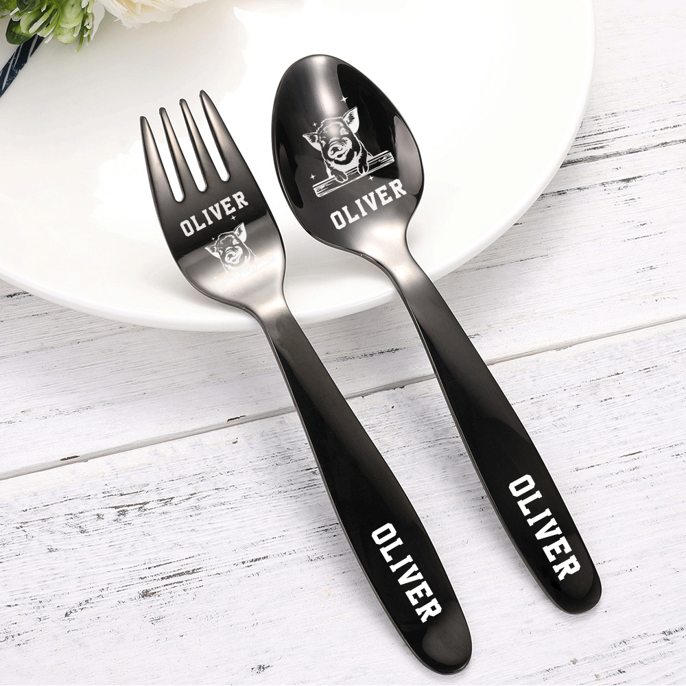 Personalised Pig Theme Cutlery Sets Gift for Kids - CALLIE