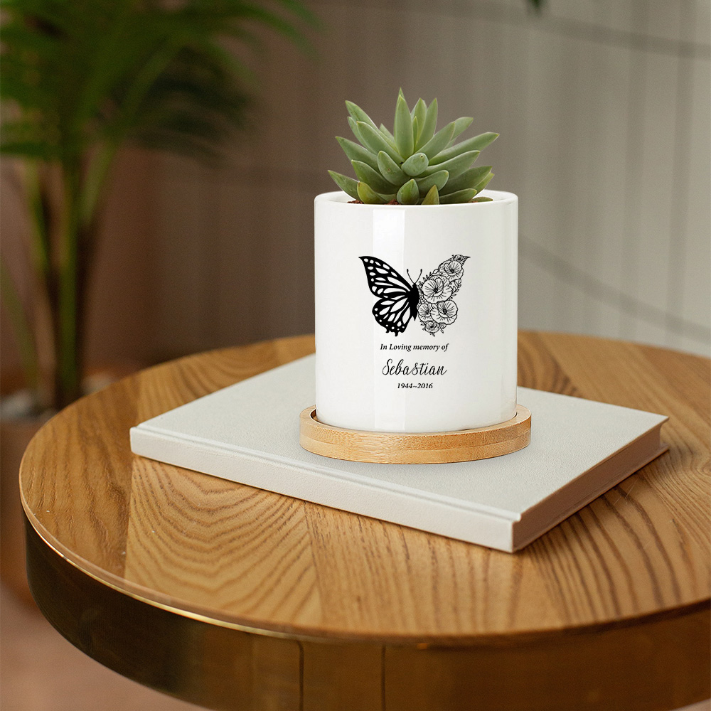 Personalized Memorial Succulent Pot, Butterly Memorial Keepsake, Birth ...