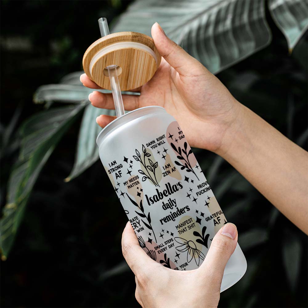 Personalized Bohemia Positive Affirmations Daily Reminders Glass Cup ...