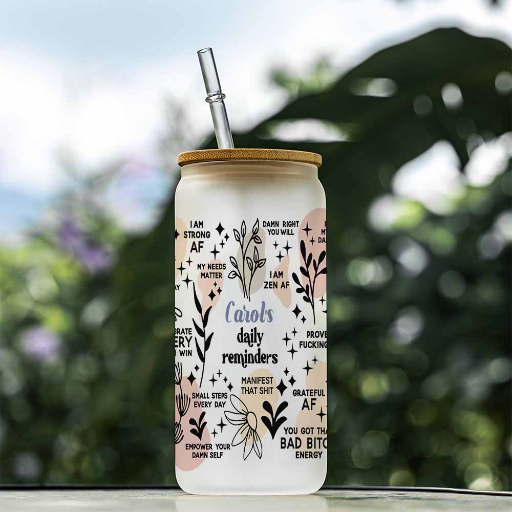 Personalized Bohemia Positive Affirmations Daily Reminders Glass Cup ...