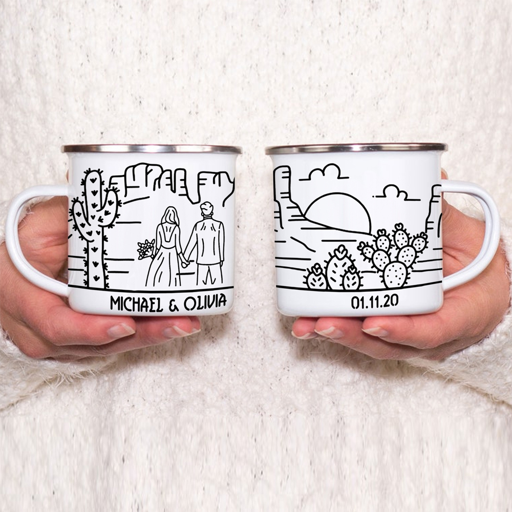 Personalized Newlywed Enamel Mug Wedding Engagement Anniversary Gift ...