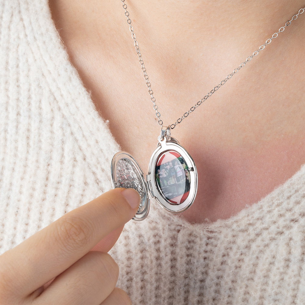Personalized Flower Locket Necklace with Initial Photo Keepsake Gift ...