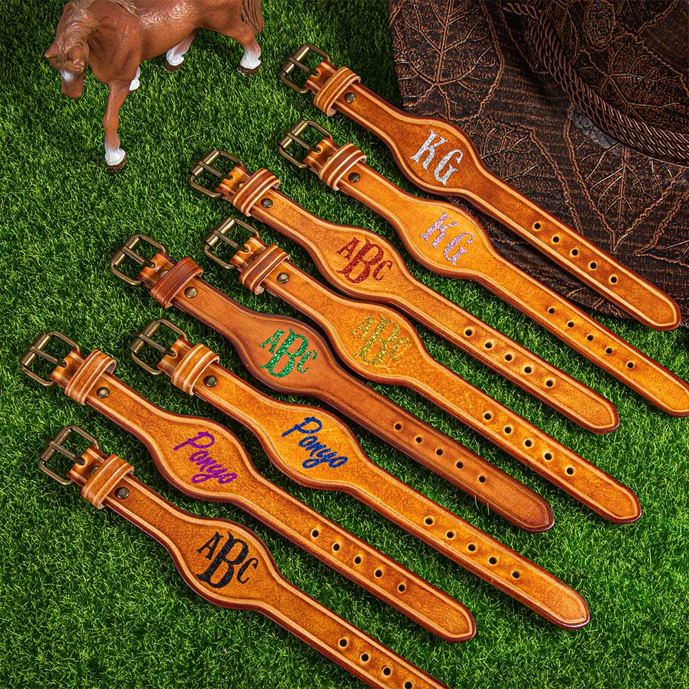 Personalized 2 Pcs Cowhide Leather Saddle Stirrup Hobbles with ...